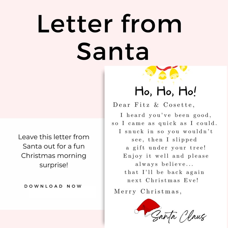 Santa Letter for Kids Printable, Printable Card From Santa for Kids on ...
