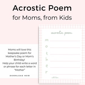 Mother's Day Letter From Kids, 3 Printables for Mom, Mom's Birthday ...