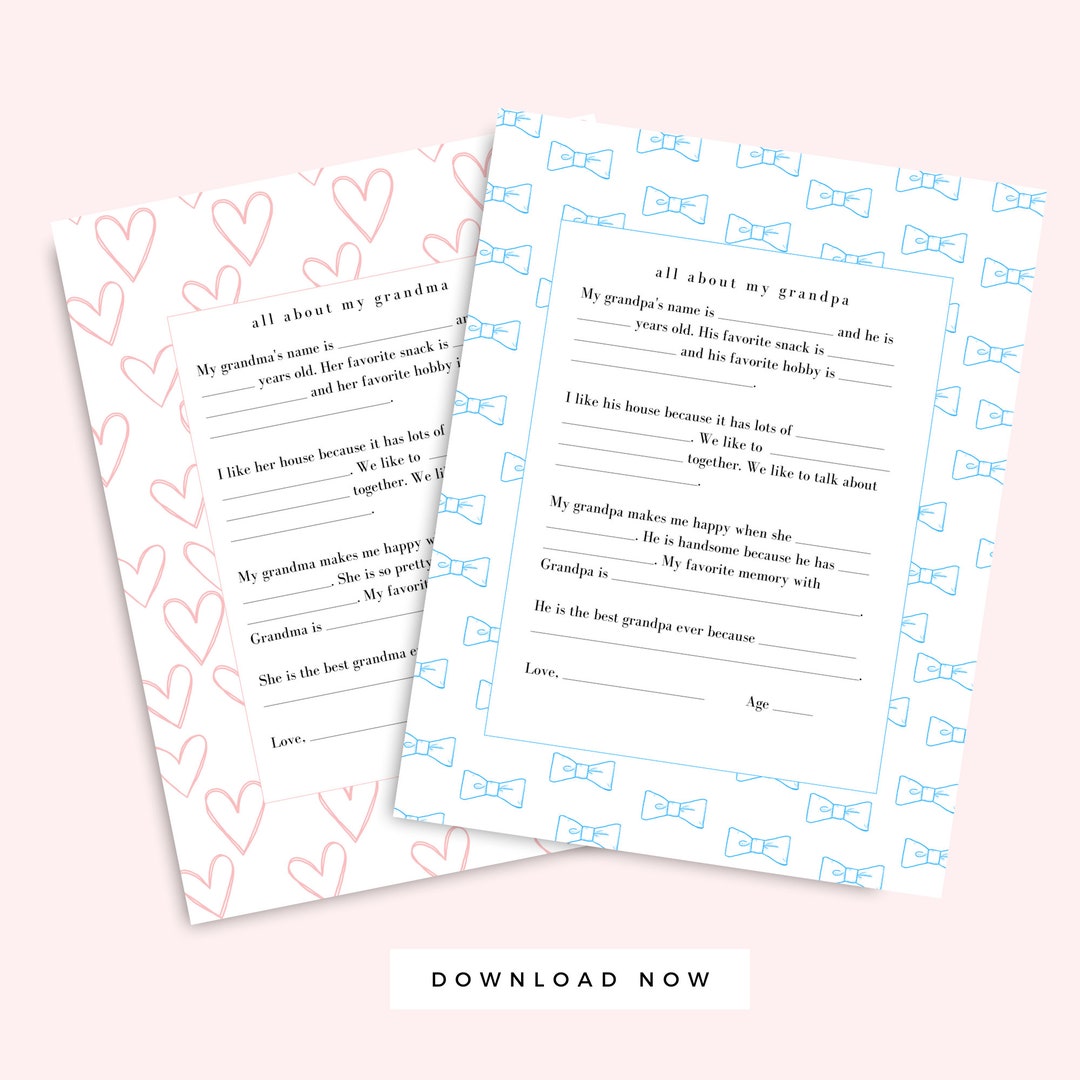 Grandparents Day Letter From Kids Pink and Blue, Kid Interview All ...