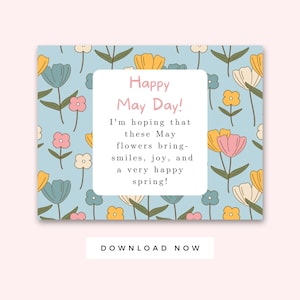Happy May Day Printable Cards, May Day Notes, May Day Flower Gift Tag ...