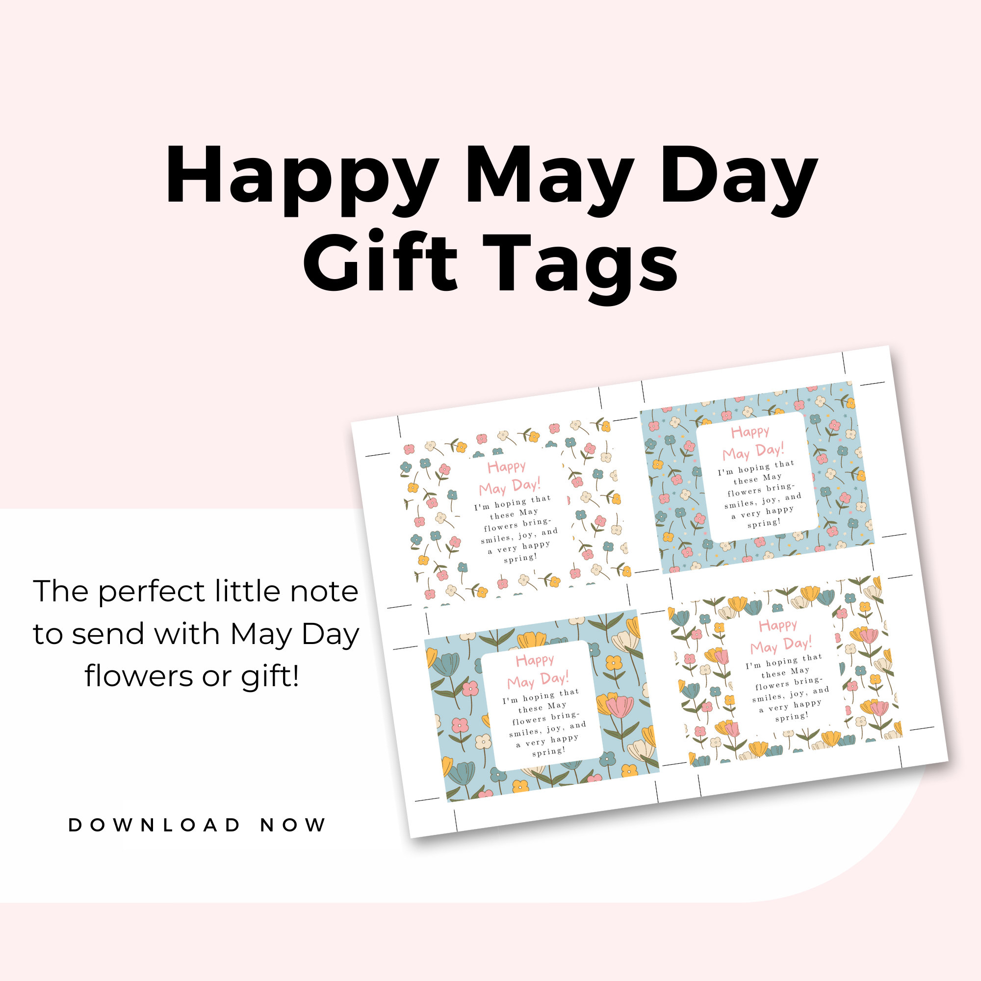 Happy May Day Printable Cards, May Day Notes, May Day Flower Gift Tag ...