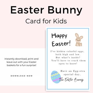 Easter Bunny Letter for Kids Printable Blue, Kid Activity for Easter ...