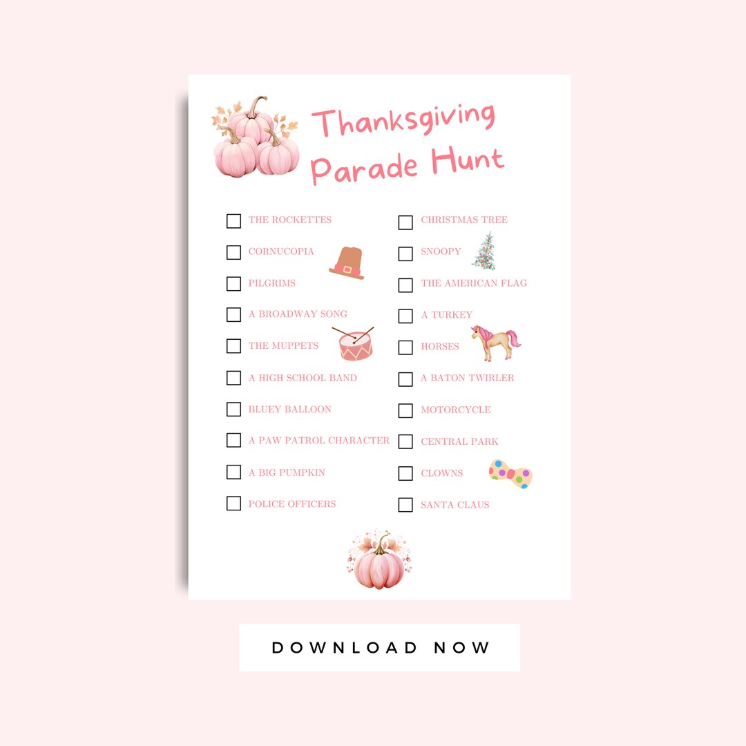 Thanksgiving Parade Scavenger Hunt, Kindergarten Thanksgiving Worksheet ...