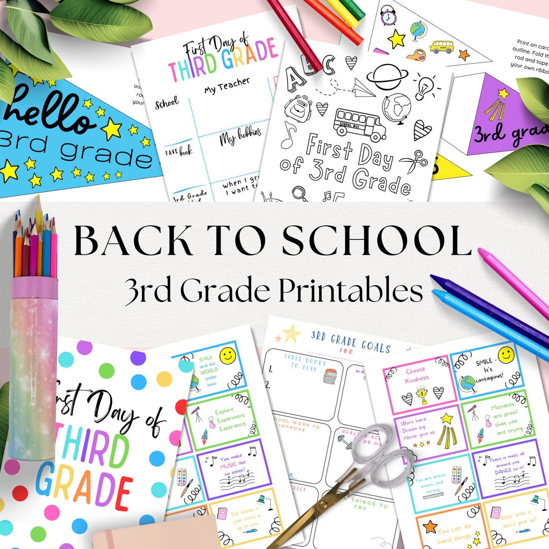 First Day of 3rd Grade Printable Bundle, Third Grade School Activities ...