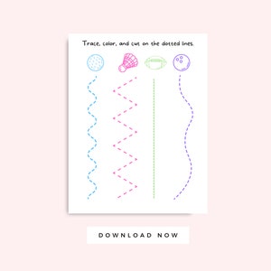 Sports Themed Preschool Cutting and Tracing Practice, Kid Activity ...