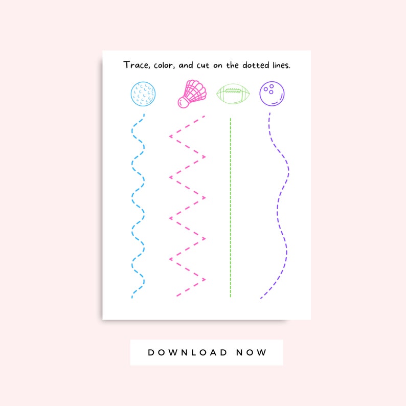 Sports Themed Preschool Cutting and Tracing Practice, Kid Activity ...