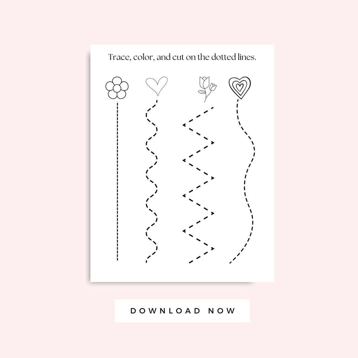 Preschool Scissor Skills Printable Worksheet Black and White Hearts ...