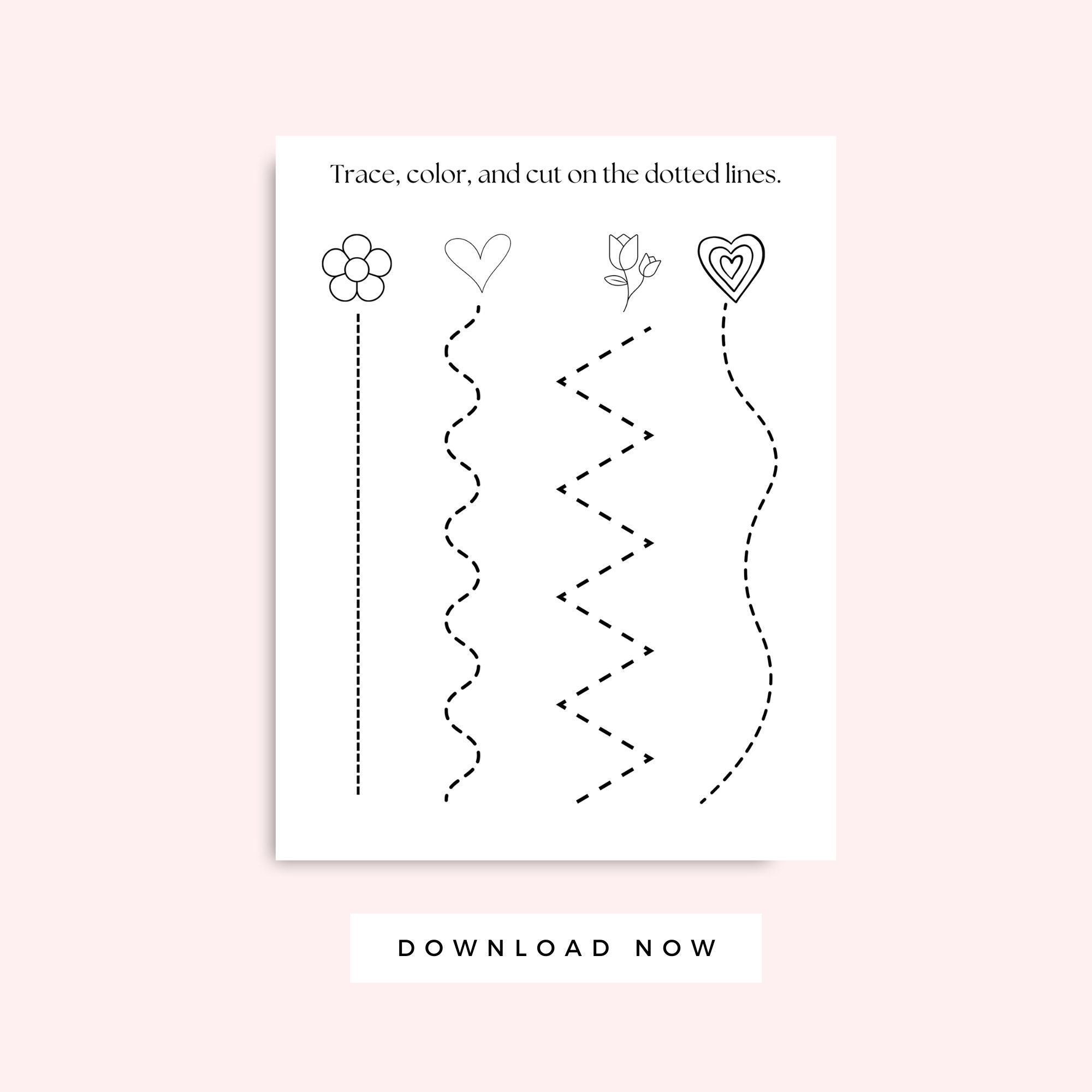 Preschool Scissor Skills Printable Worksheet Black and White Hearts ...