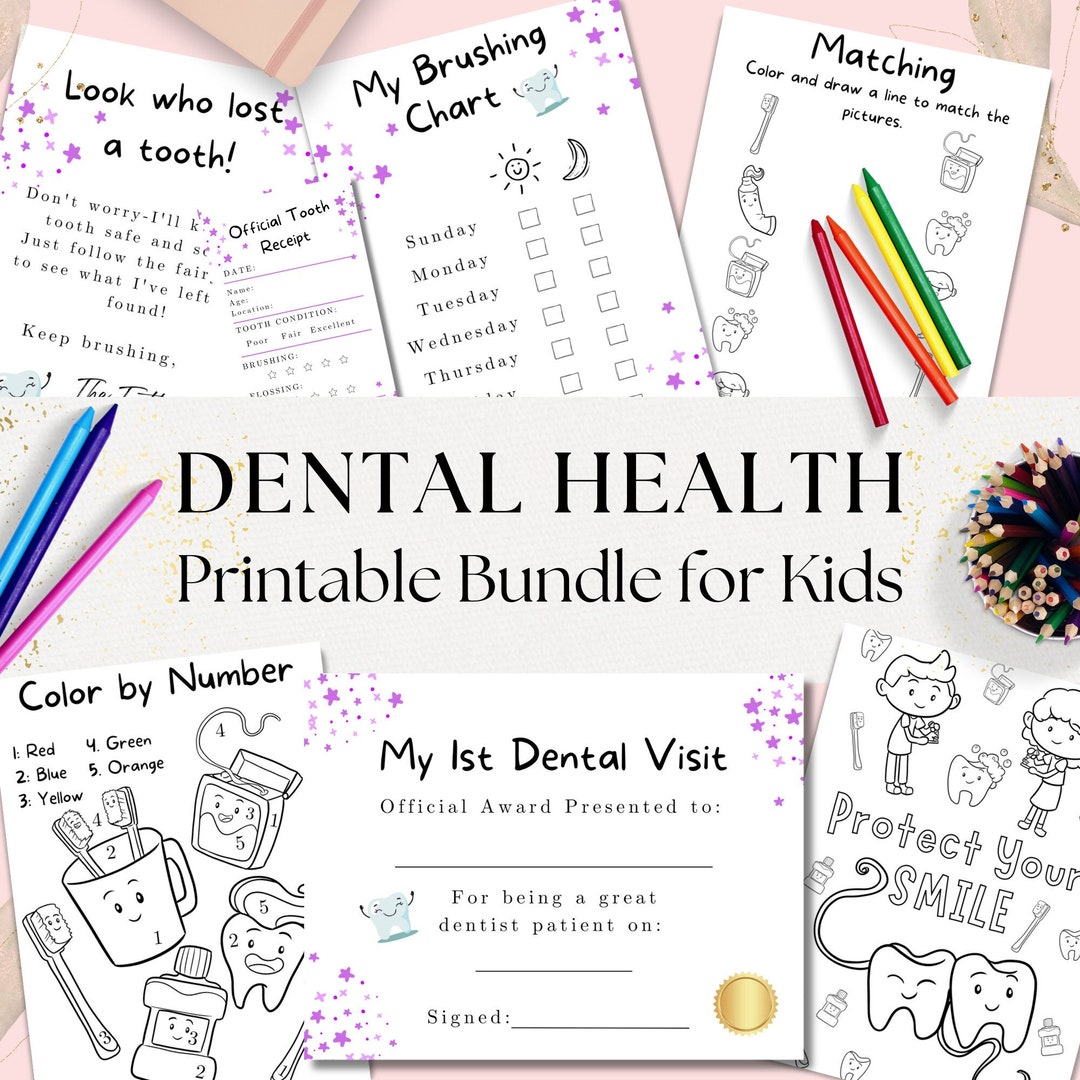 Dental Health Printable Activities for Kids 6 Pack, Tooth Fairy Letter ...
