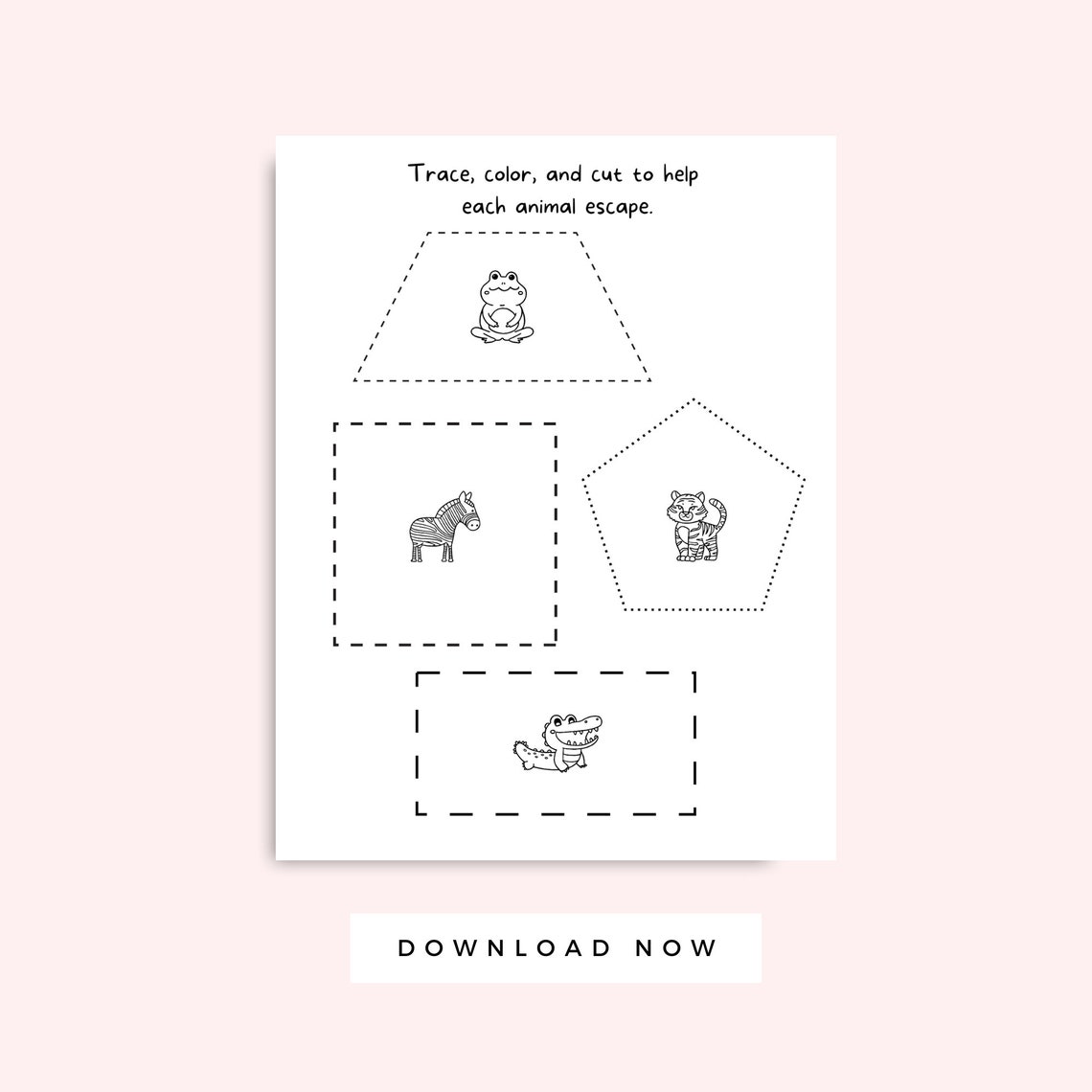 Jungle Animals Preschool Cutting and Tracing Practice, Kid Activity ...