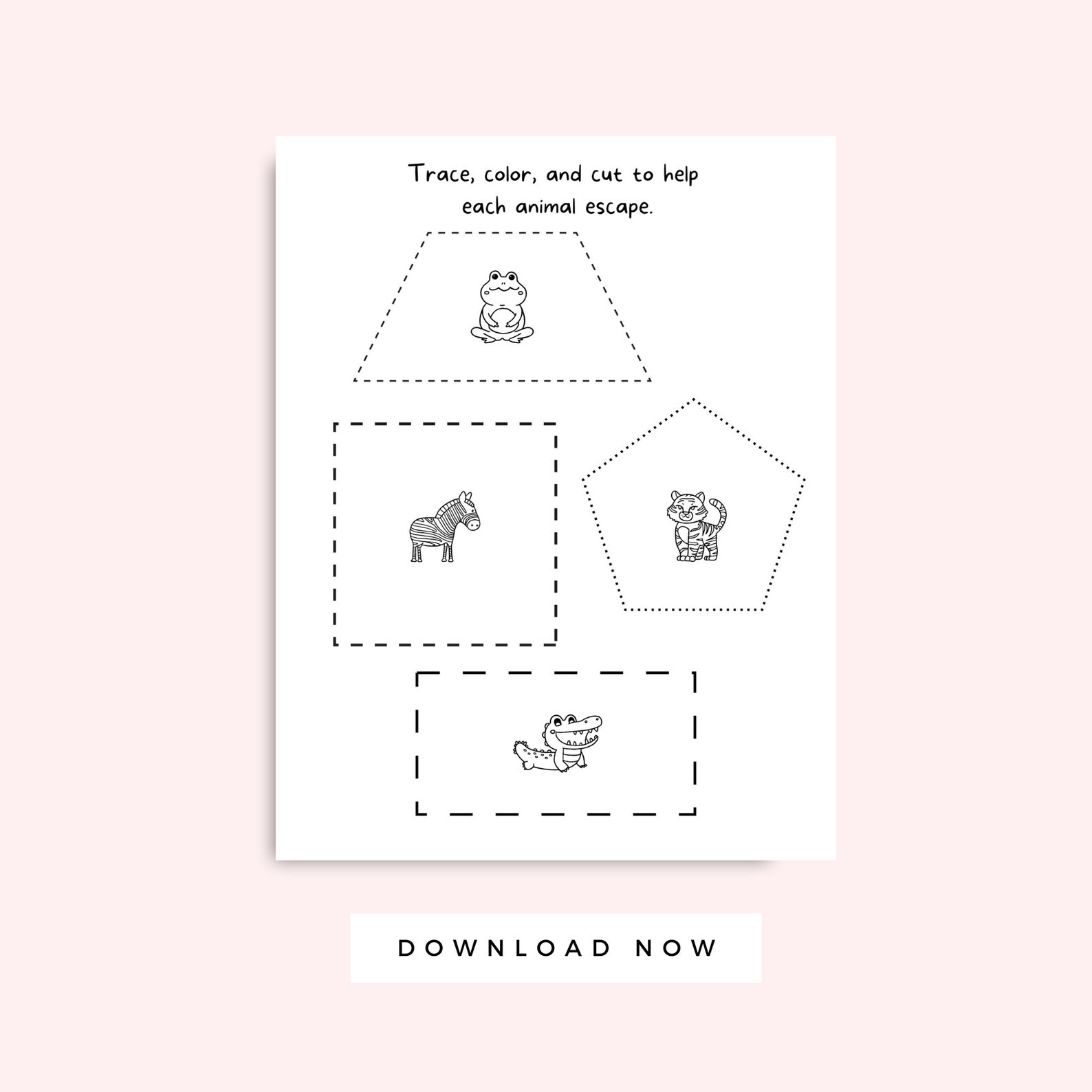 Jungle Animals Preschool Cutting and Tracing Practice, Kid Activity ...