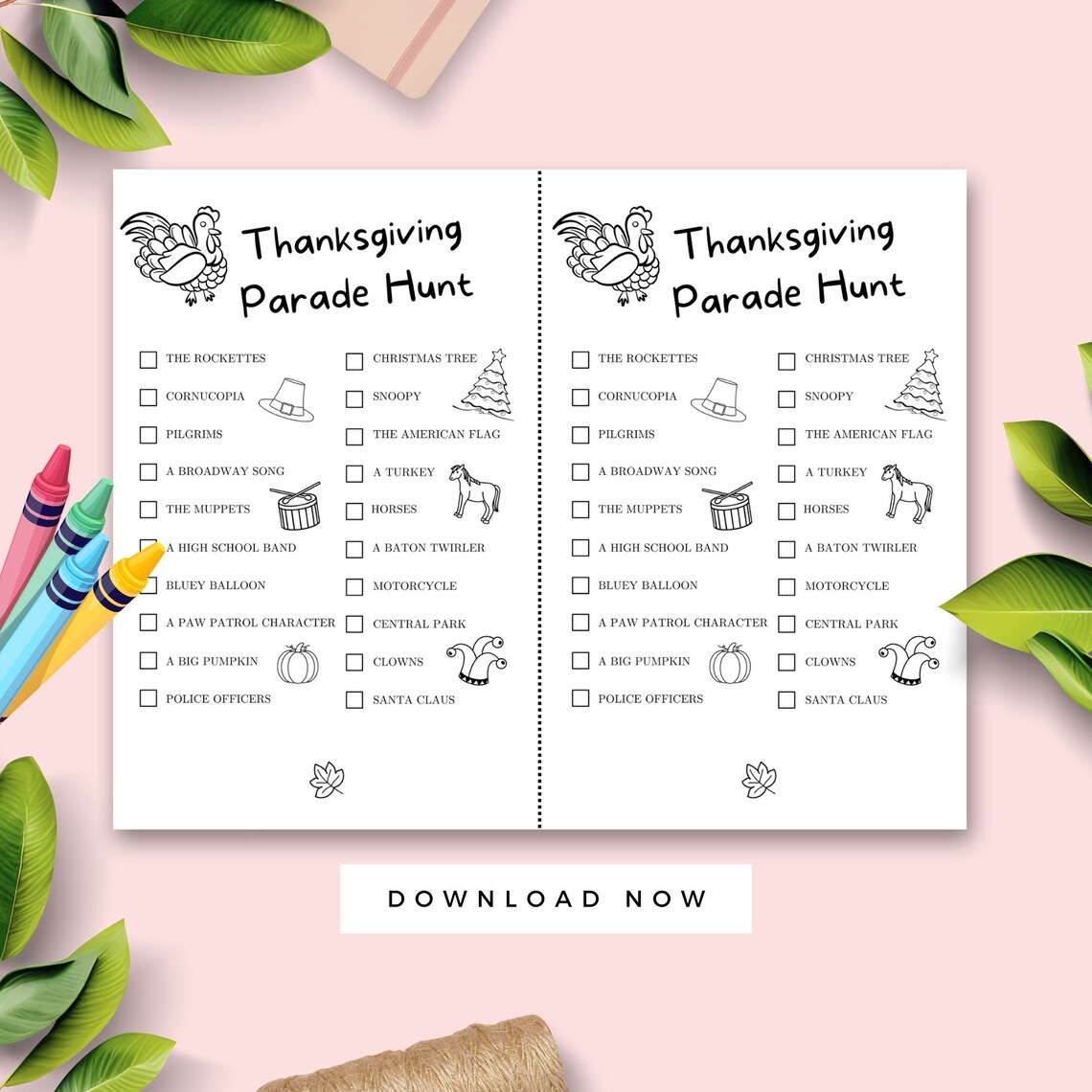 Thanksgiving Parade Scavenger Hunt, Printable Thanksgiving Kid Activity ...