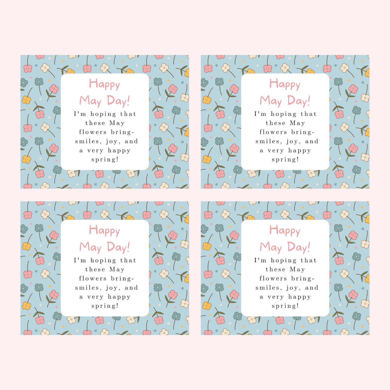 Happy May Day Printable Cards, May Day Notes, May Day Flower Gift Tag ...