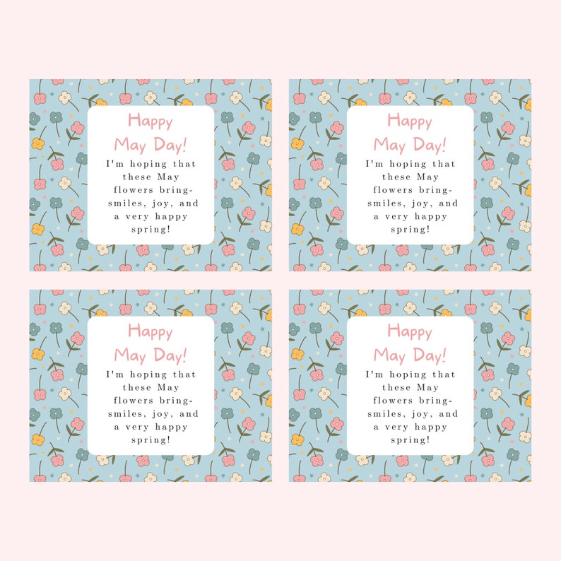 Happy May Day Printable Cards, May Day Notes, May Day Flower Gift Tag ...