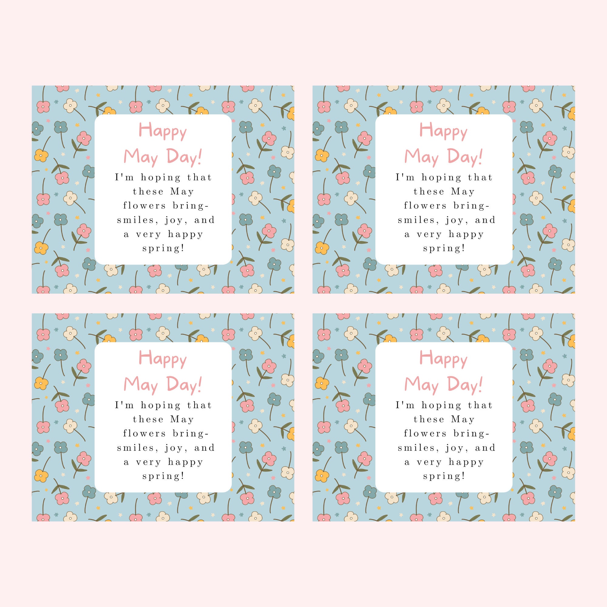 Happy May Day Printable Cards, May Day Notes, May Day Flower Gift Tag ...