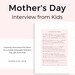 Mother's Day Letter From Kids Printable Pink & Pink Hearts, Mom's Day ...