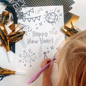 2024 Vision Board Printable for Kids, New Years Eve Coloring Page, New ...