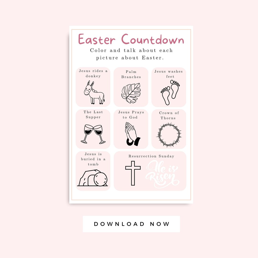 Printable Easter Countdown for Kids, Good Friday Activity for Toddlers ...