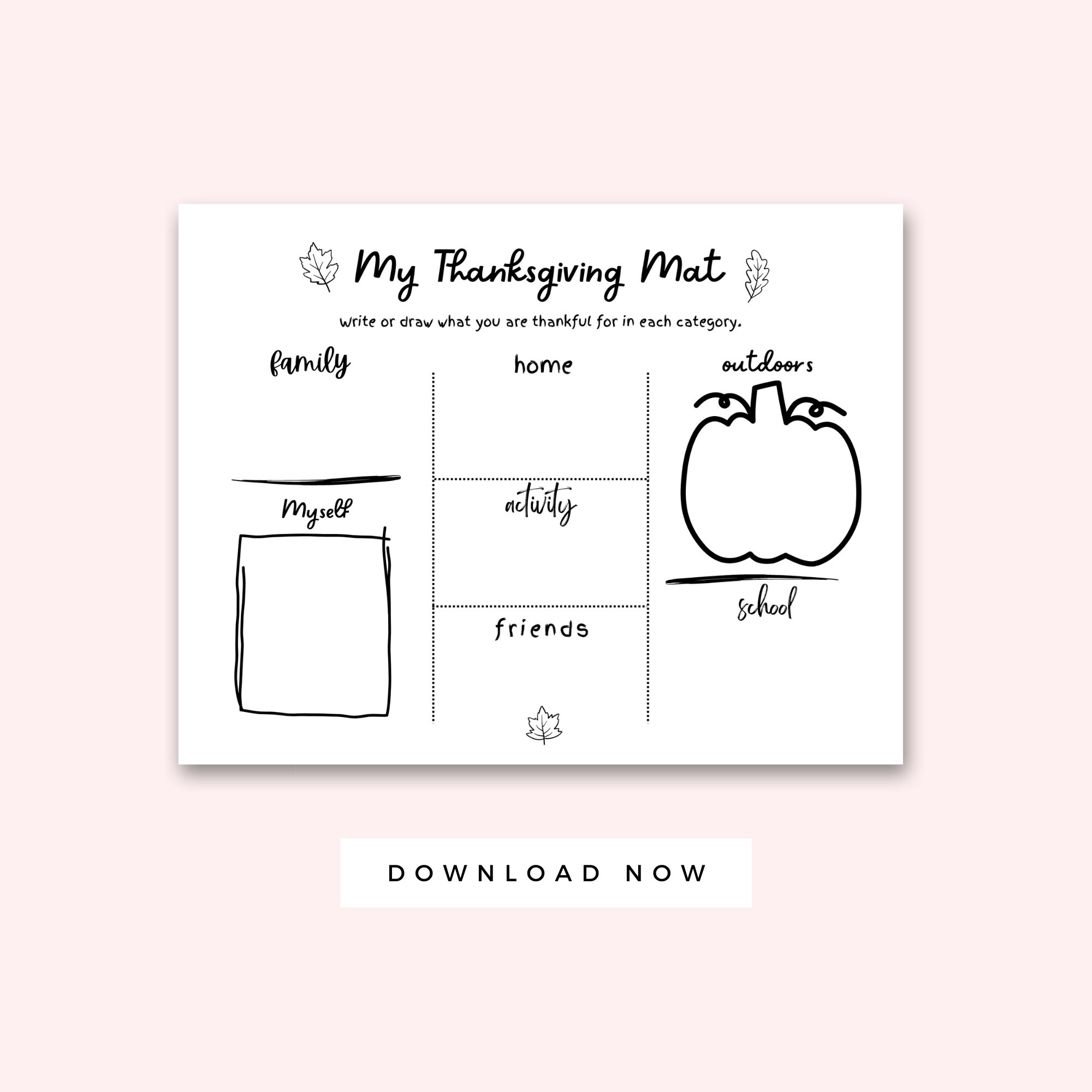 Thanksgiving Placemat for Kids, Printable Thanksgiving Kid Activity ...