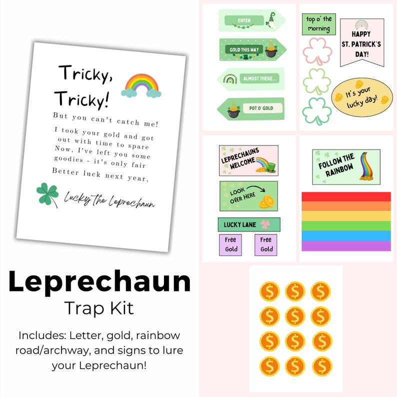 St. Patrick's Day Kid Printable Bundle, Leprechaun Trap Kit, Leprechaun ...