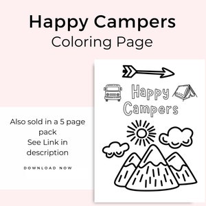Camping Coloring Pages PDF Printable, Happy Campers Picture, Summer Kid ...