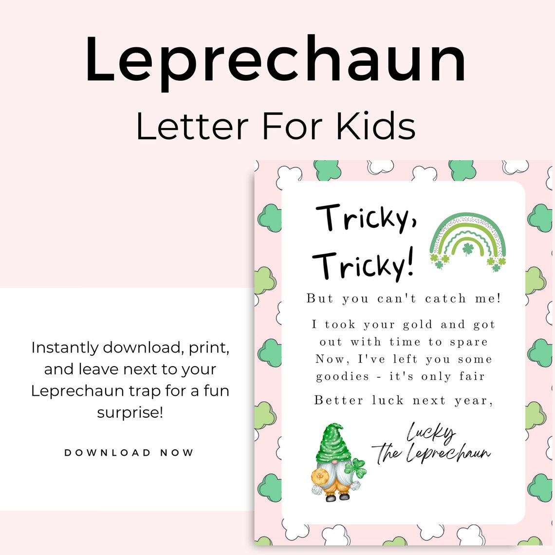 Leprechaun Letter for Kids Printable, Leprechaun Trap Card, Saint ...