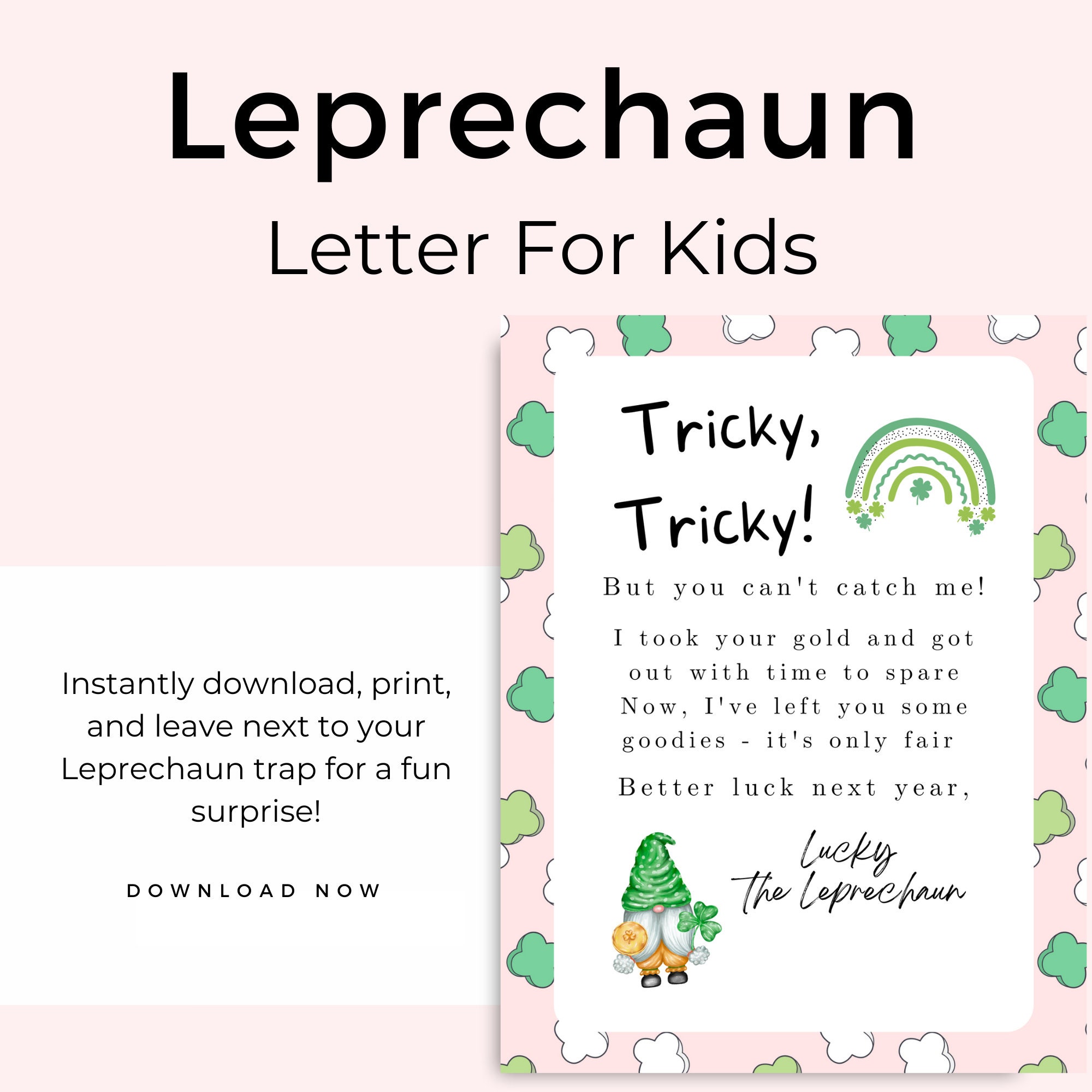 Leprechaun Letter for Kids Printable, Leprechaun Trap Card, Saint ...
