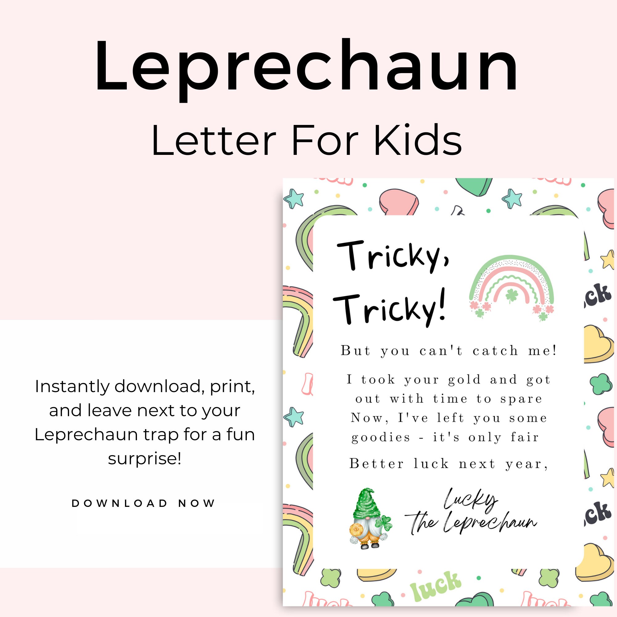 Leprechaun Trap Printable Kit, Leprechaun Letter for Kids Printable ...