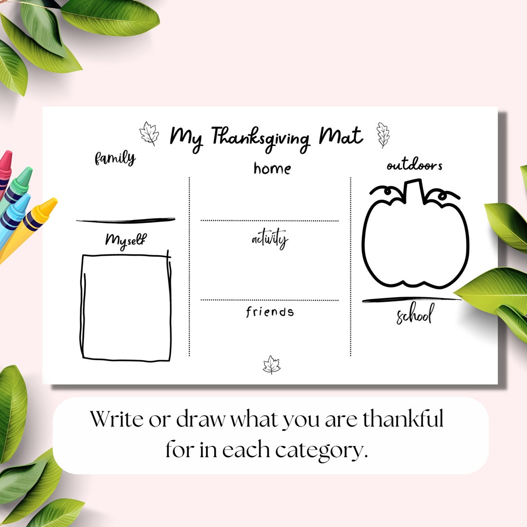 Thanksgiving Placemat for Kids, Printable Thanksgiving Kid Activity ...
