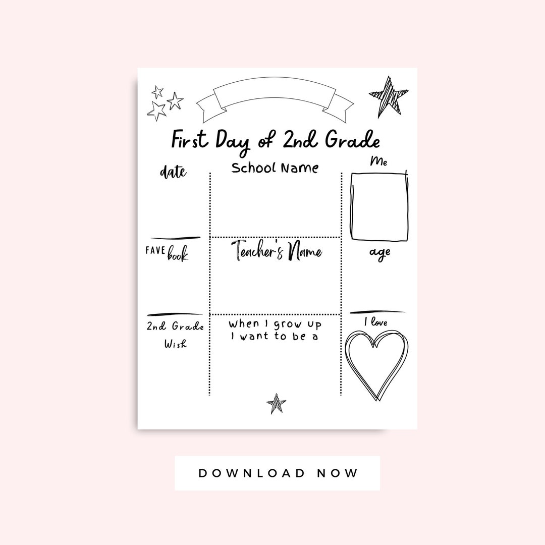 First Day of 2nd Grade Milestone Board, Back to School Sign for Kids ...