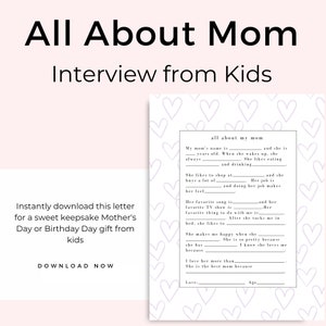 Mother's Day Letter From Kids Printable Purple Hearts, Mom's Birthday ...