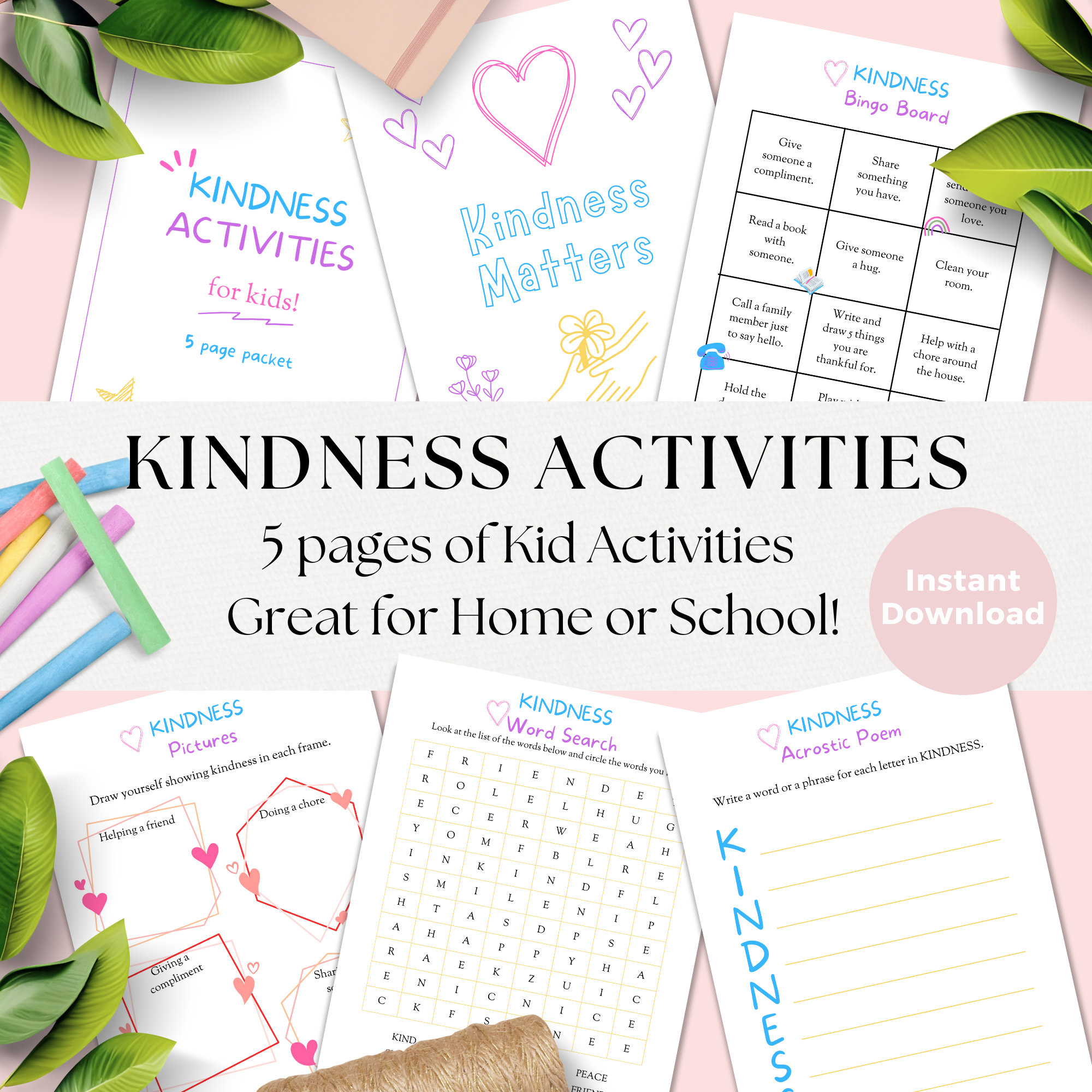 Kindness Activities for Kids Printable Packet, Random Acts of Kindness ...