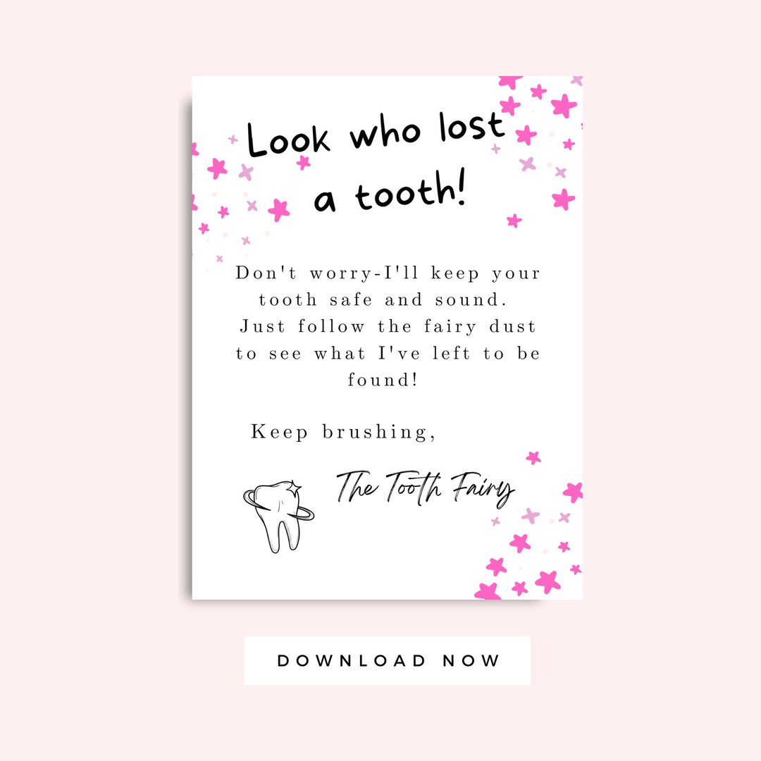 Tooth Fairy Letter for Kids Printable Bright Pink Tooth Fairy - Etsy