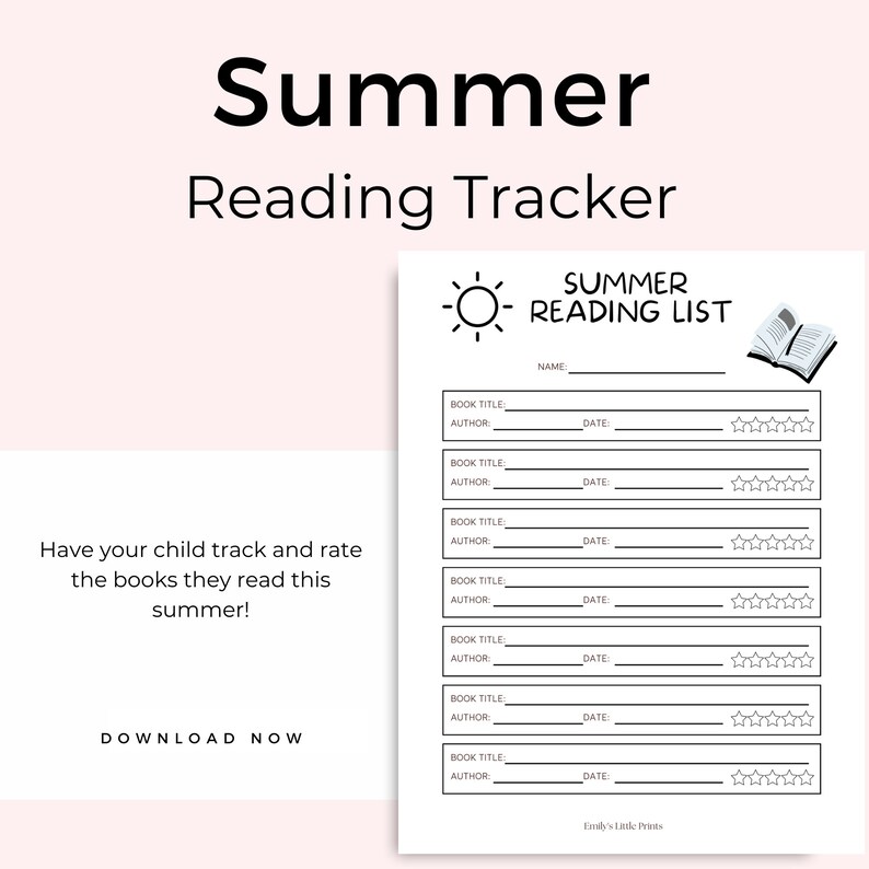 Summer Reading List for Kids Black and White, Simple Summer Book ...