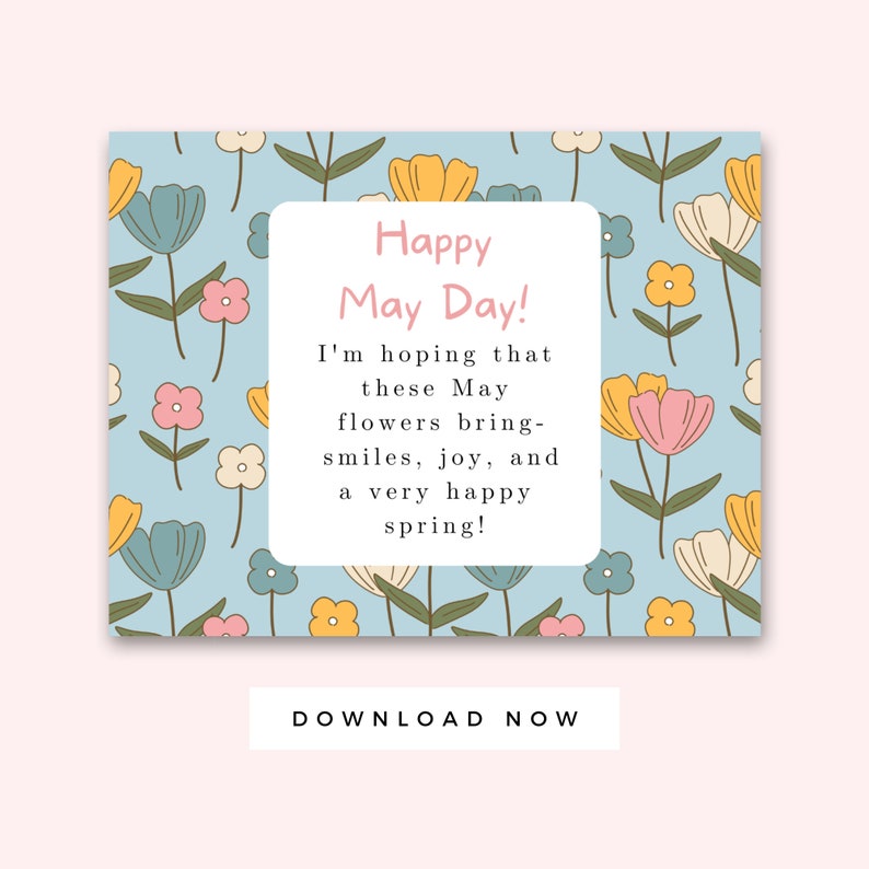 Happy May Day Printable Cards, May Day Notes, May Day Flower Gift Tag ...