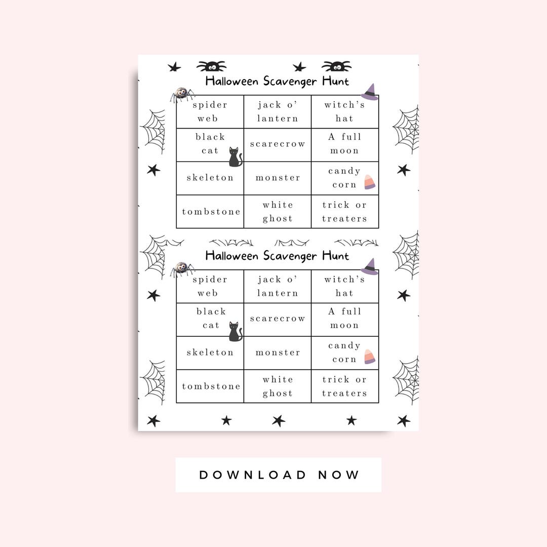 Halloween Scavenger Hunt for Kids Printable, Halloween Preschool ...