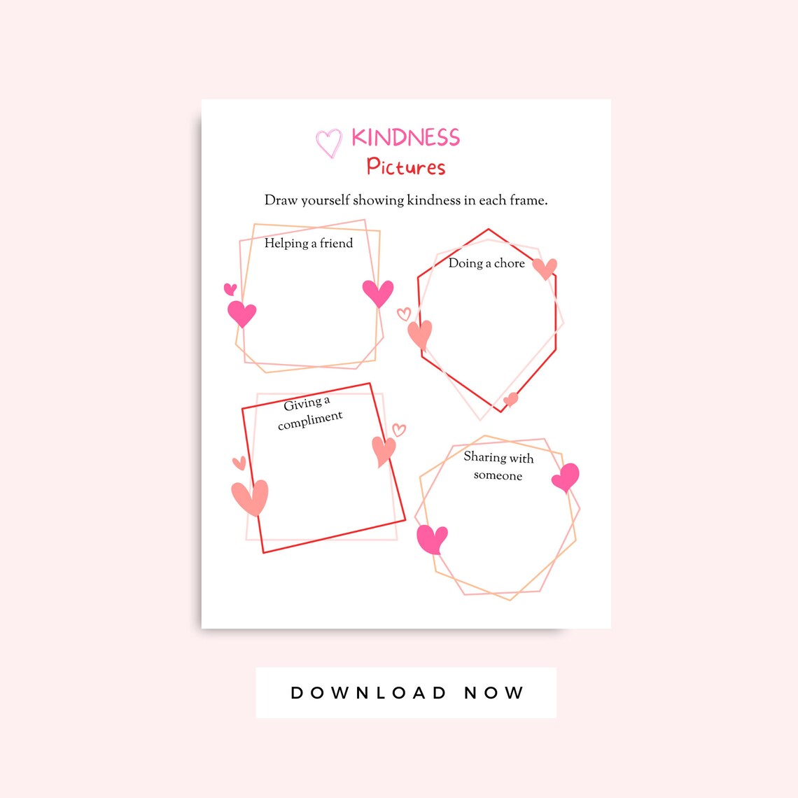 Kindness Activity for Kids Printable Coloring Page, Friendship Activity ...