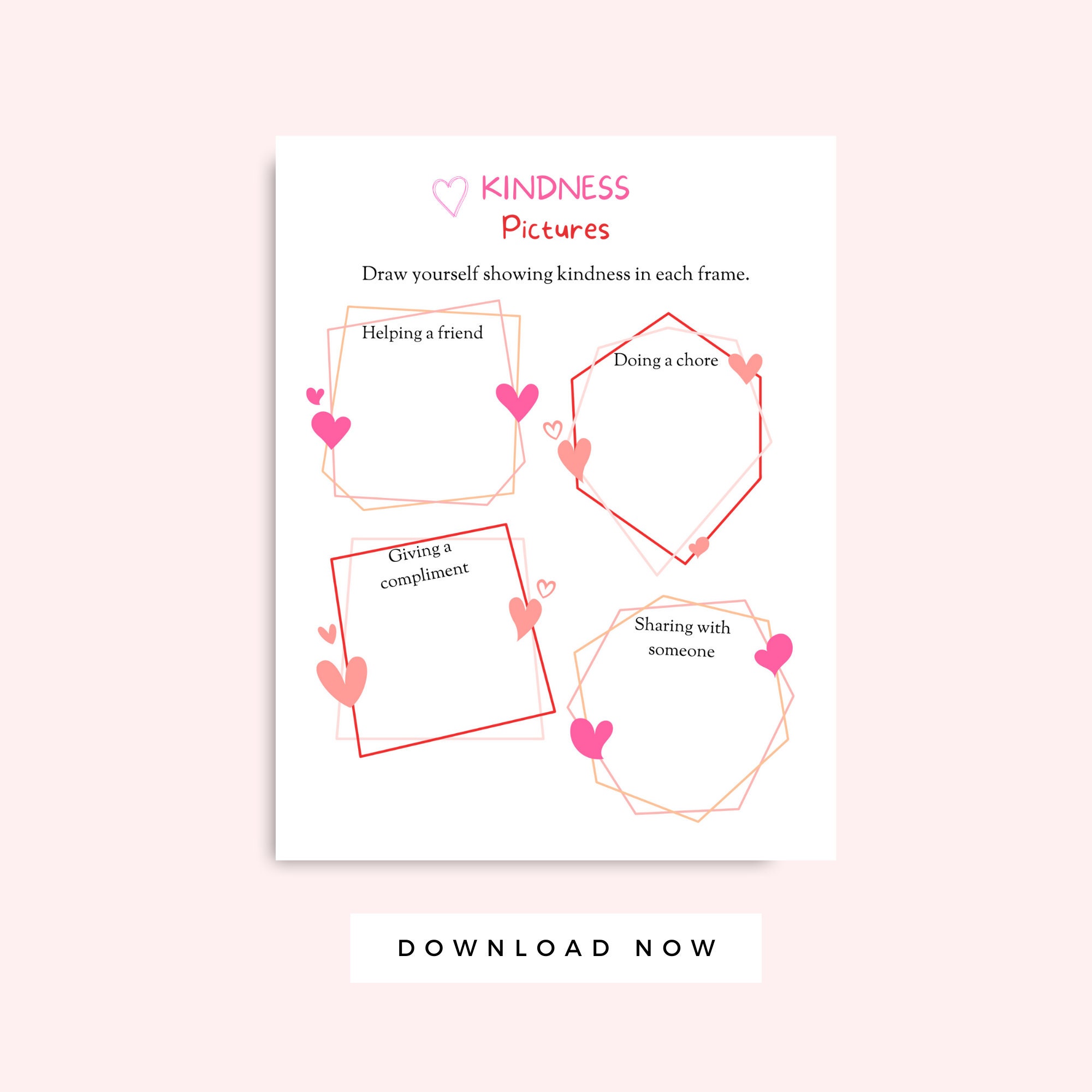 Kindness Activity for Kids Printable Coloring Page, Friendship Activity ...