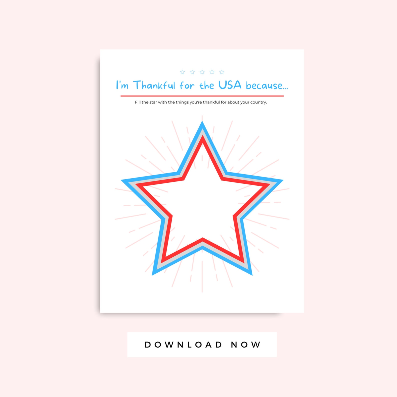 Fourth of July Printable Writing Page for Kids, America Independence ...