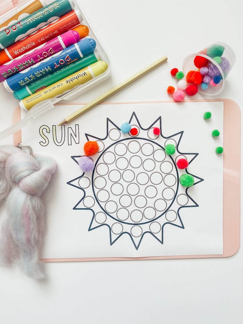Sun Dot Marker Activity, Do a Dot Printables for Kids, Preschool Summer ...
