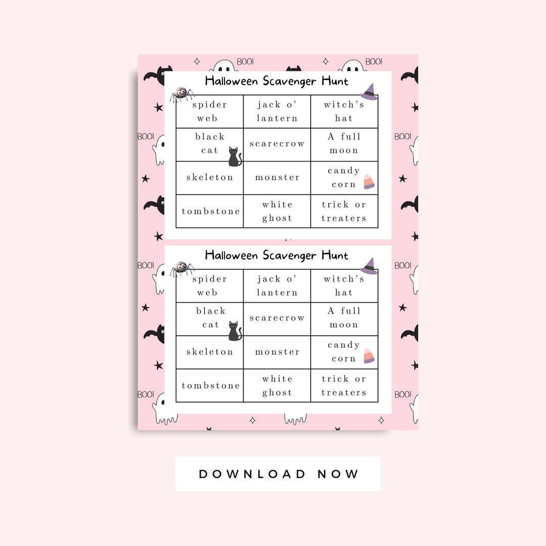 Halloween Scavenger Hunt for Kids Printable, Halloween Preschool ...