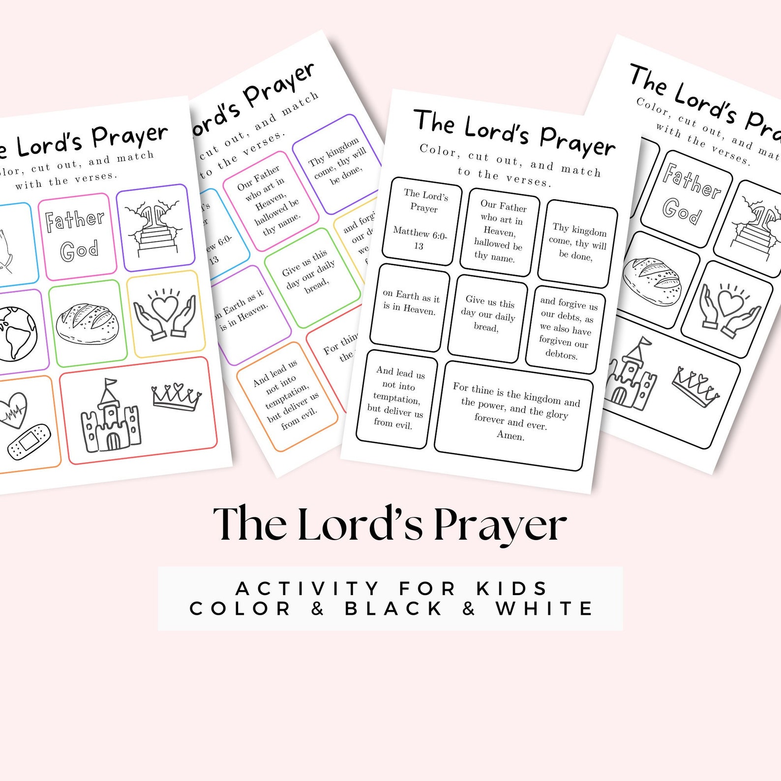 The Lords Prayer Activity, Printable Bible Verse Sunday School Activity ...