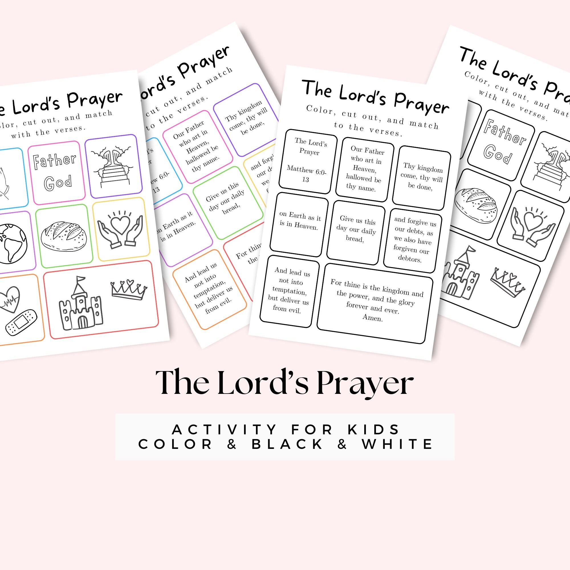 The Lords Prayer Activity, Printable Bible Verse Sunday School Activity ...