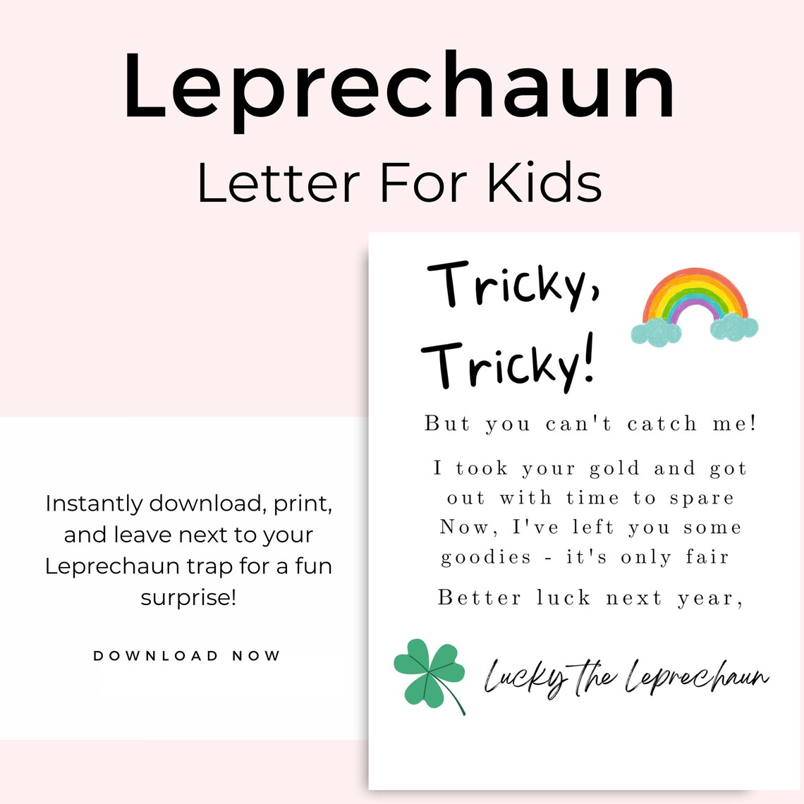 Leprechaun Trap Printable Kit, Leprechaun Letter for Kids Printable ...
