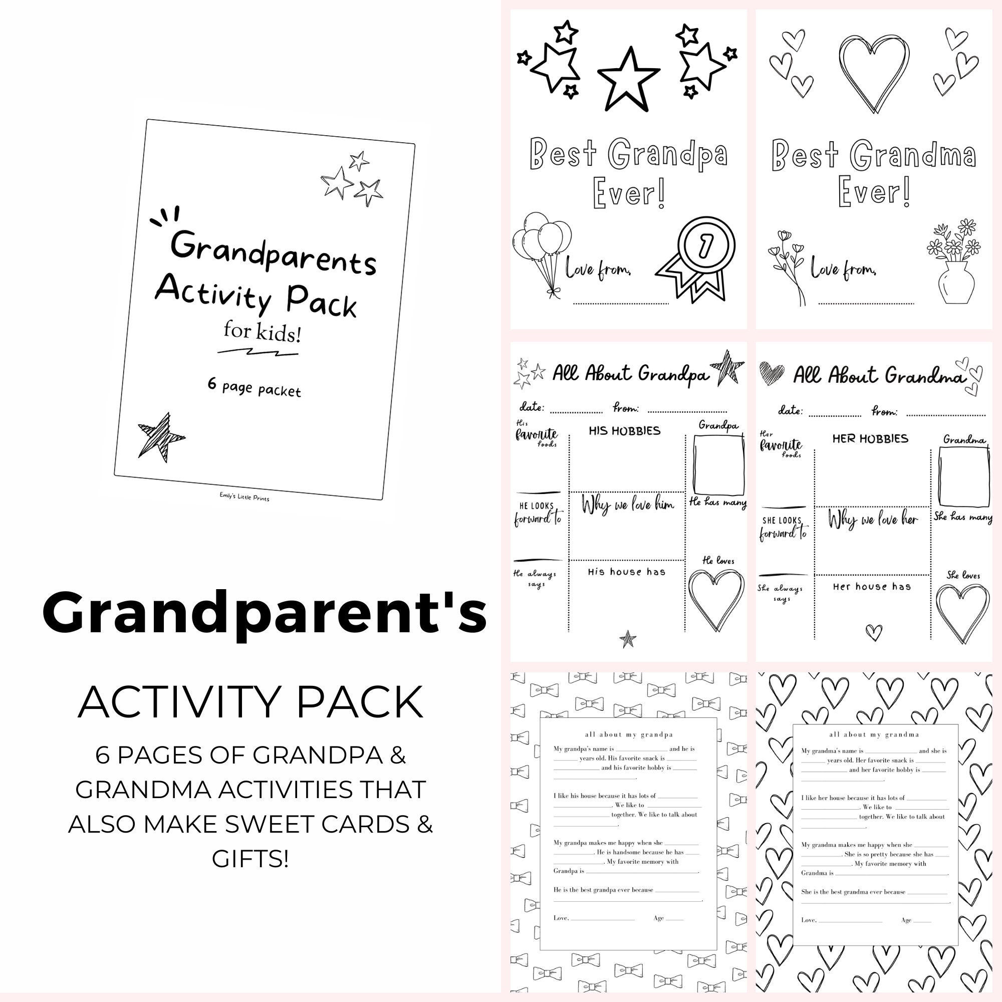 Grandparent's Day Printable Cards From Kids, Gift From Preschoolers ...