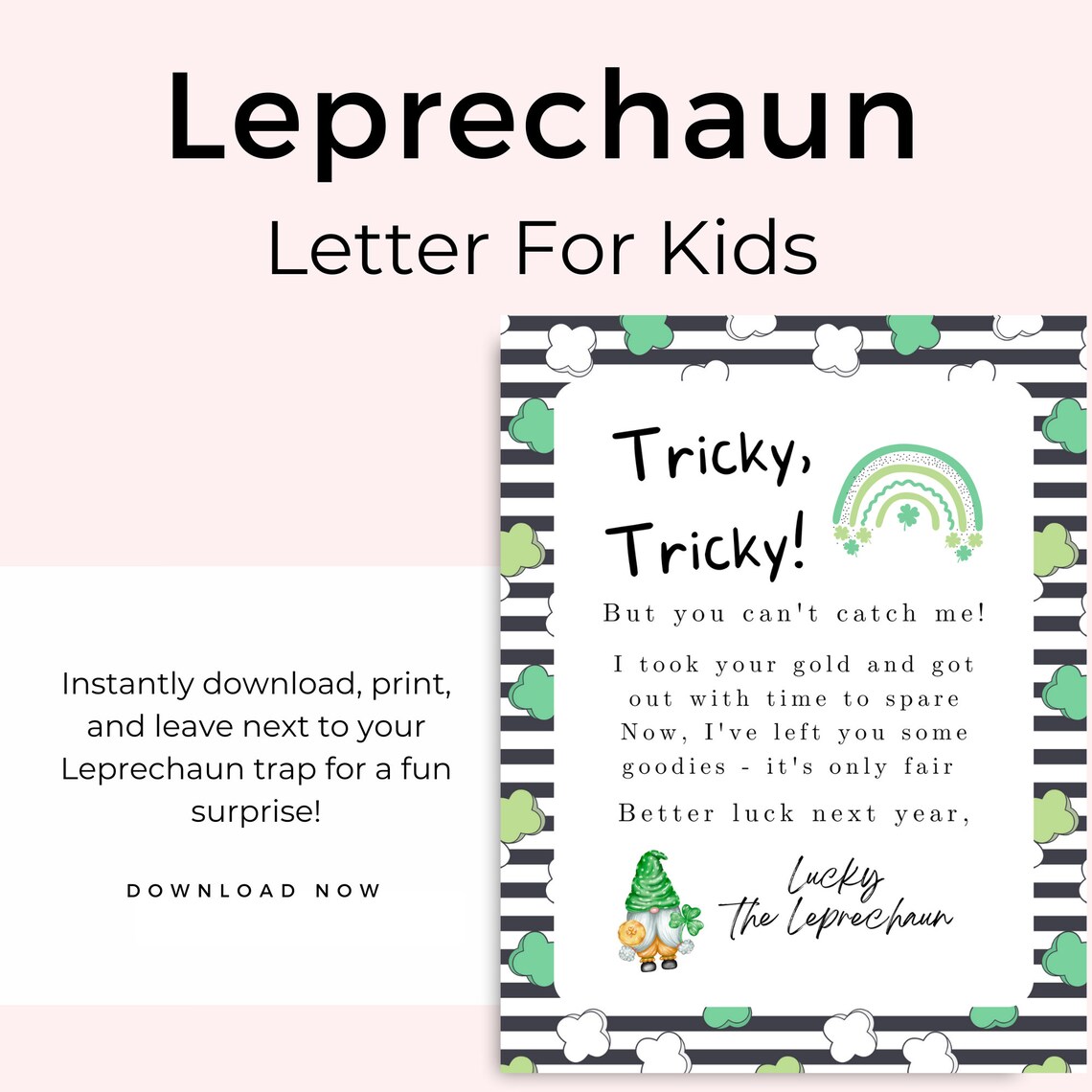 Leprechaun Printable Letter for Kids, Saint Patrick's Day Kid Activity ...