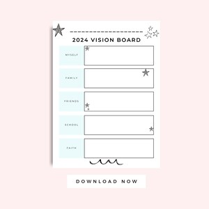 2024 Vision Board Printables for Kids, New Years Coloring Page, New ...