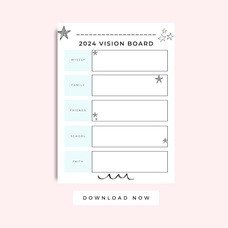 2024 Vision Board Printables for Kids New Years Coloring - Etsy