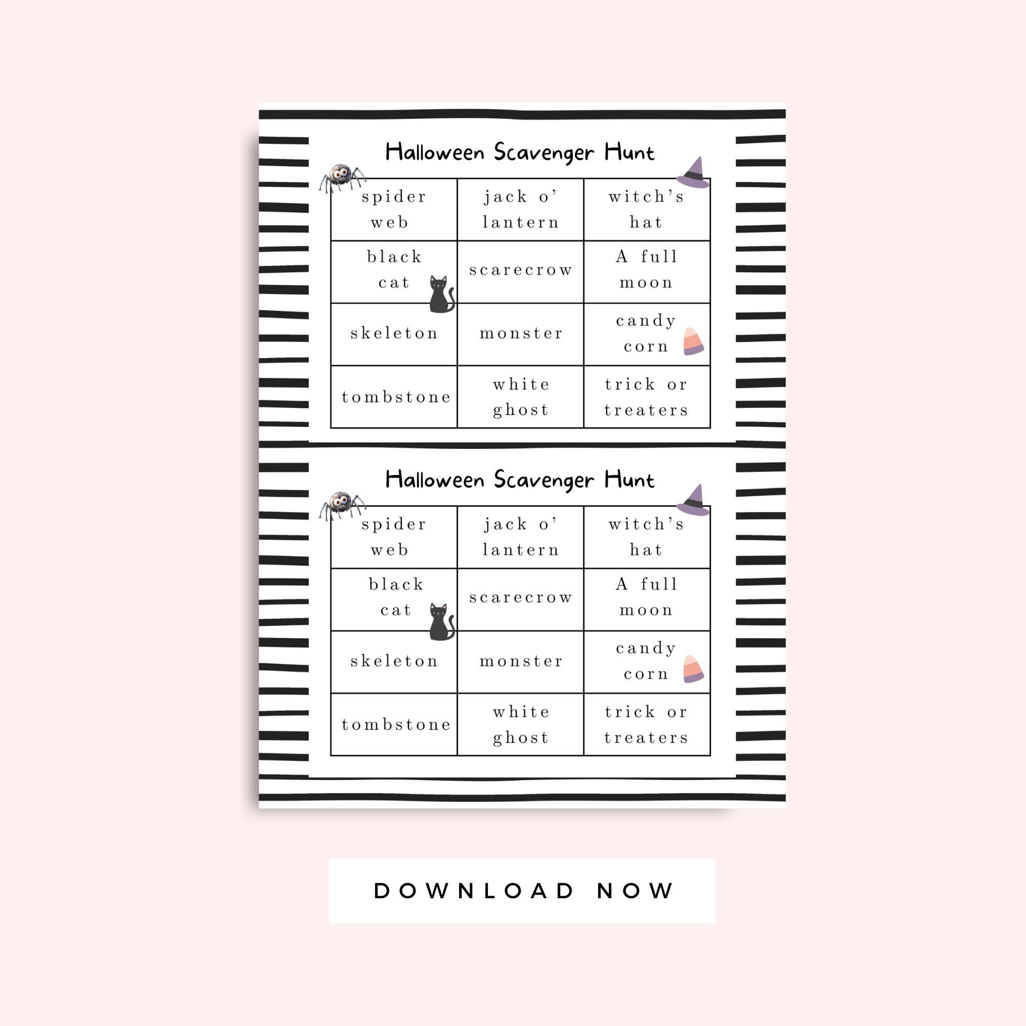 Halloween Scavenger Hunt for Kids Printable, Halloween Preschool ...