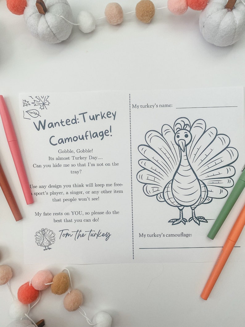Turkey Disguise Craft, Turkey Camouflage Activity for Kids ...